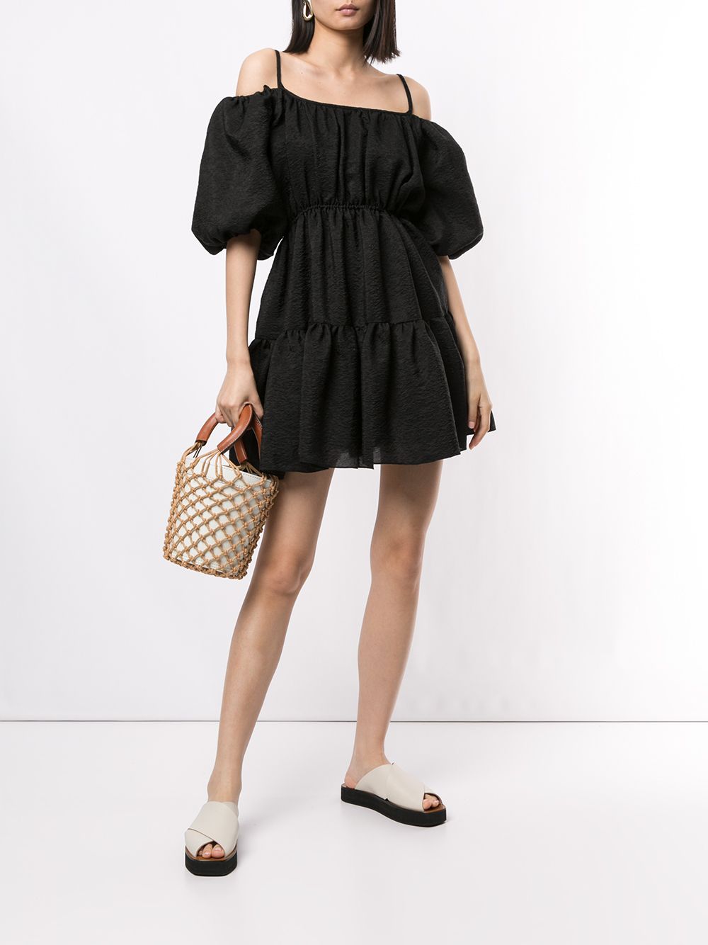 GOEN.J GOEN.J Balloon-Sleeved Tiered Mini Dress