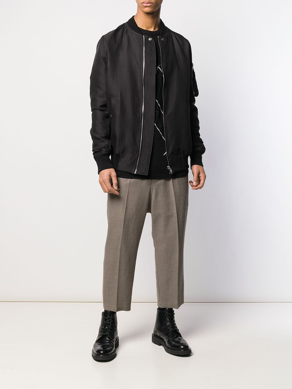 RICK OWENS Rick Owens Bomber Jacket with Rib Collar