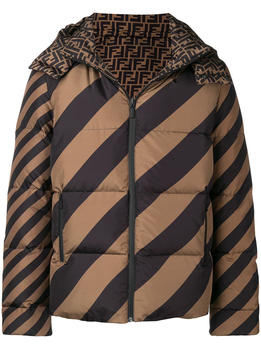 Fendi Men's Reversible Down Puffer Jacket Black Yellow Editorialist