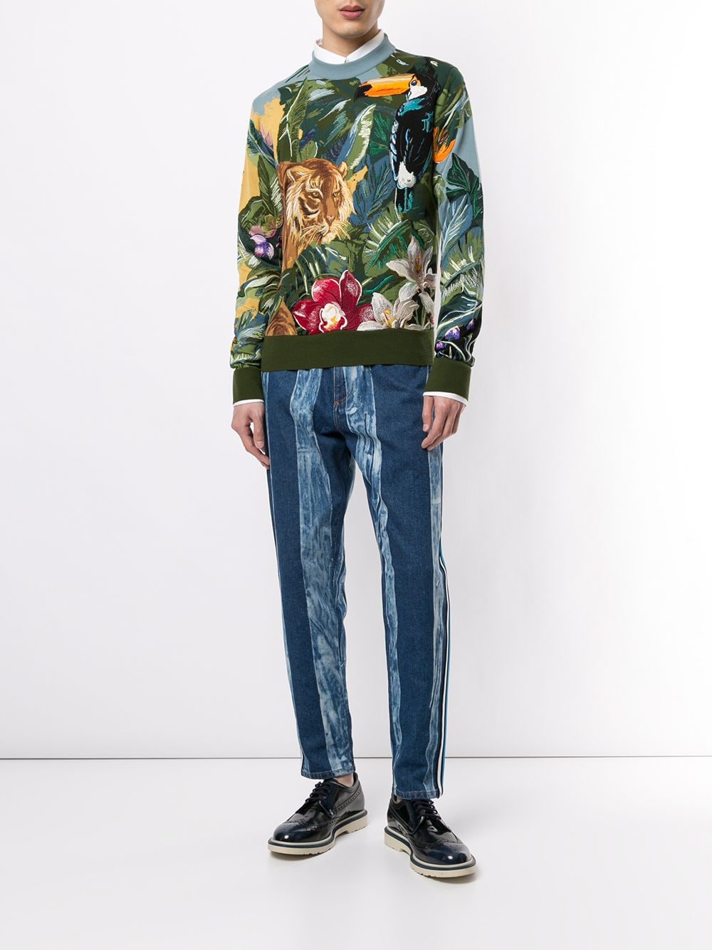 DOLCE & GABBANA Striped Washed Effect Tapered Jeans