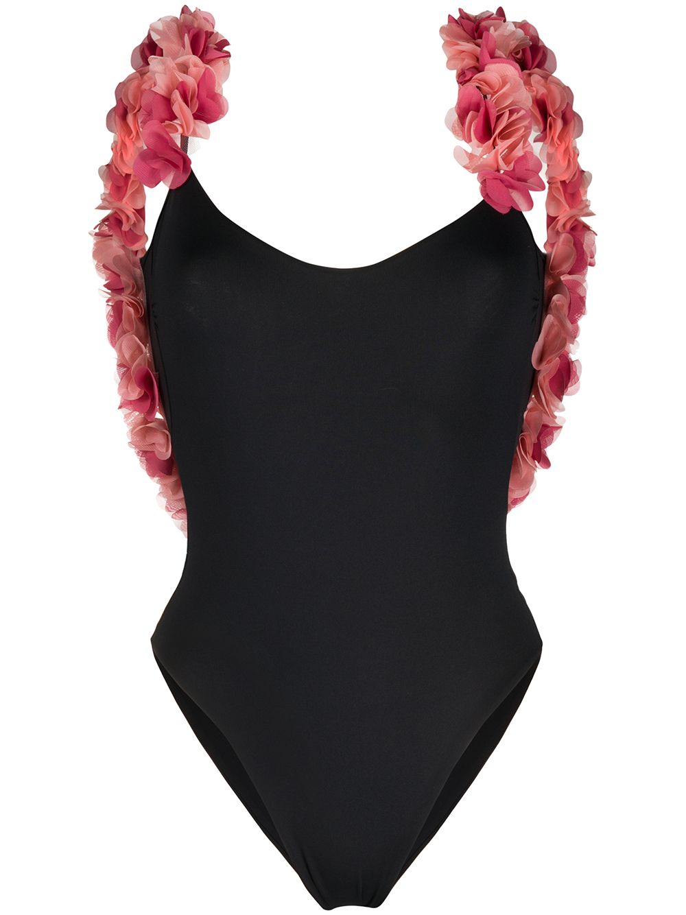 Floral Applique Open Back One Piece Editorialist