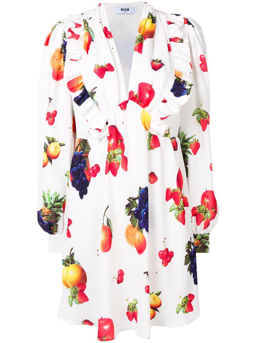 MSGM Fruit Print Midi Dress