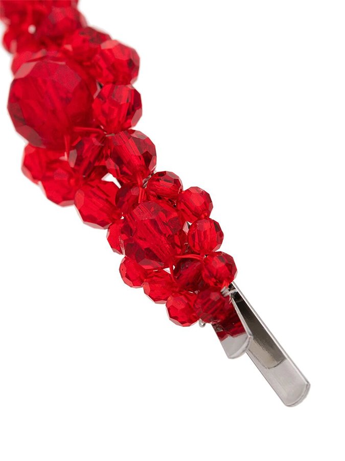 Simone Rocha X Browns 50 Floral Bead Embellished Hair Clip - Red