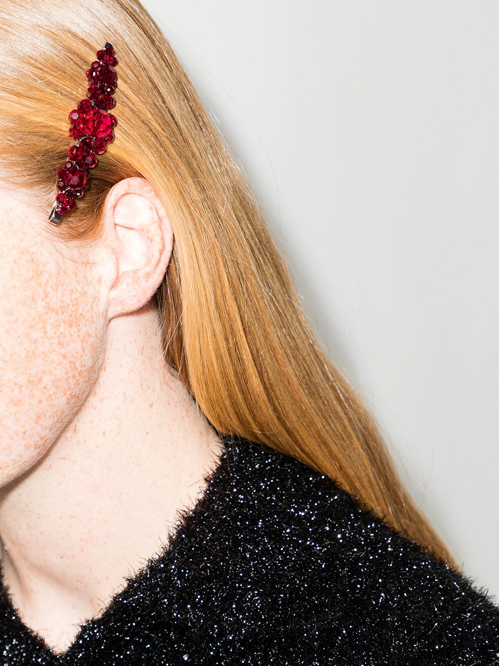 Simone Rocha X Browns 50 Floral Bead Embellished Hair Clip - Red