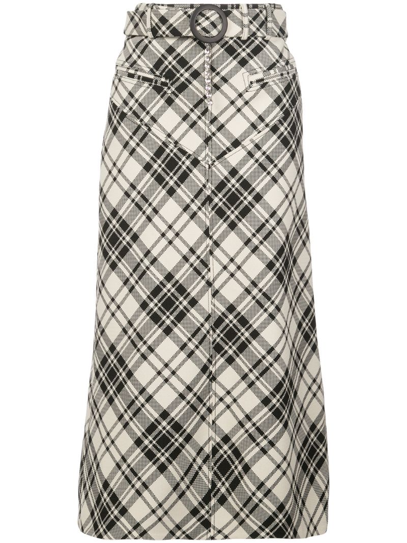 ELLERY Ellery Check Belted A-Line Skirt