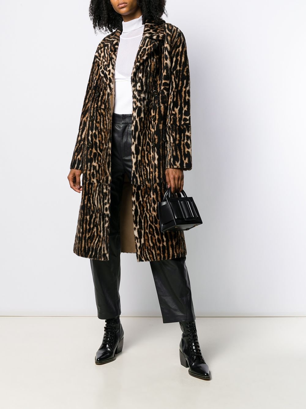 YVES SALOMON Ocelot Print Lamb Skin Coat