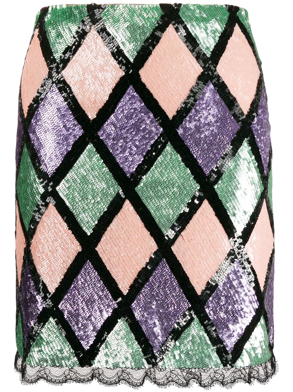 BLUMARINE Blumarine Argyle Pattern Sequin Mini Skirt