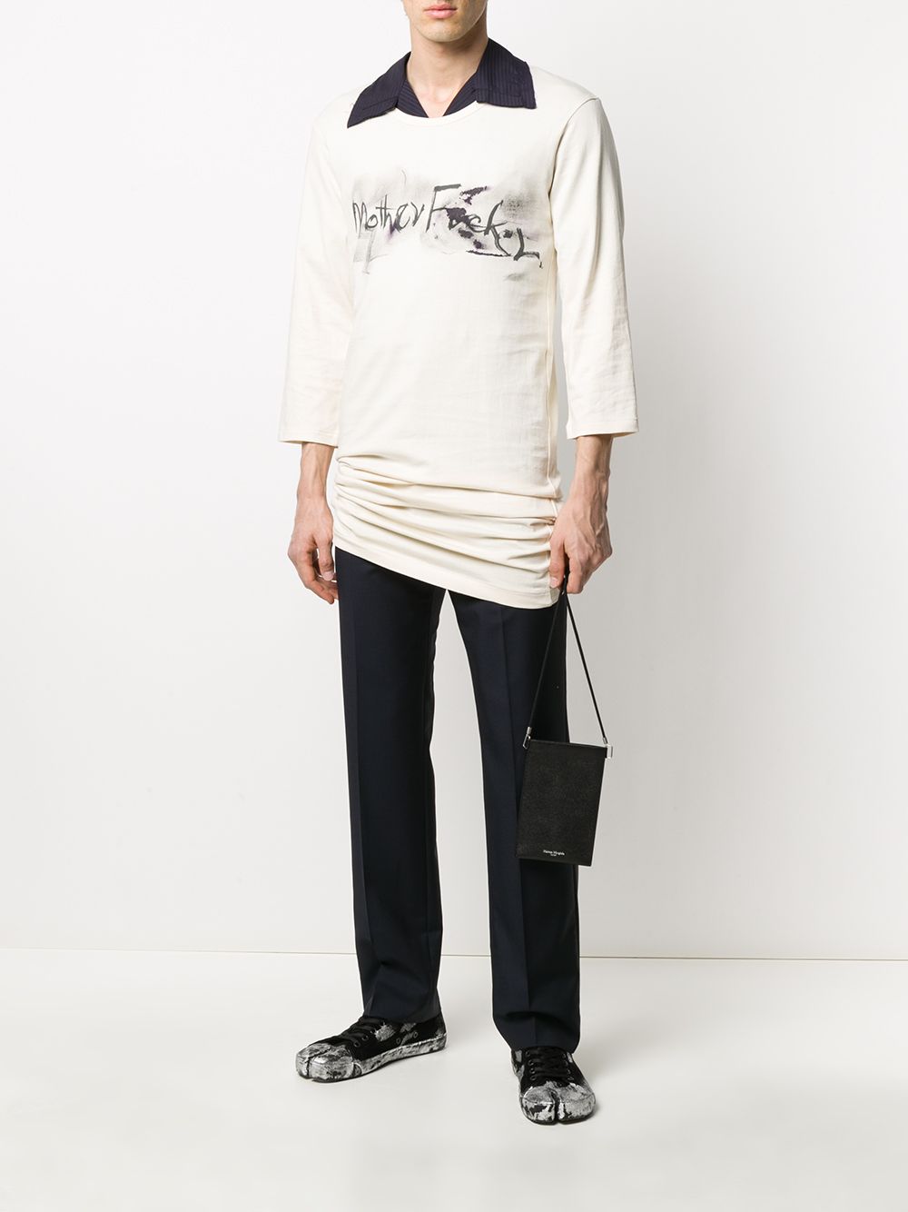 YOHJI YAMAMOTO Yohji Yamamoto Long Slogan Print T-Shirt