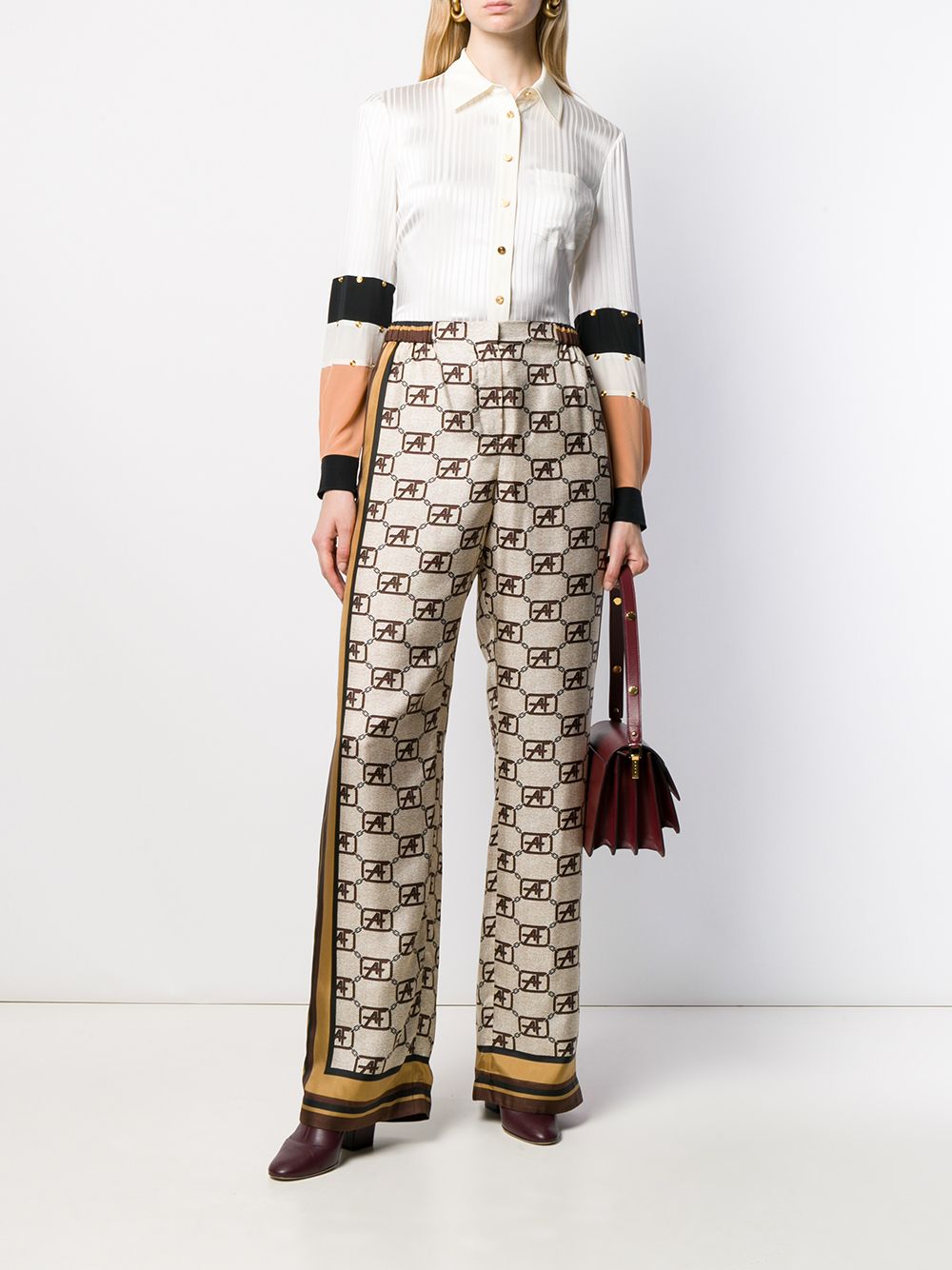 ALBERTA FERRETTI Logo Print Palazzo Pants