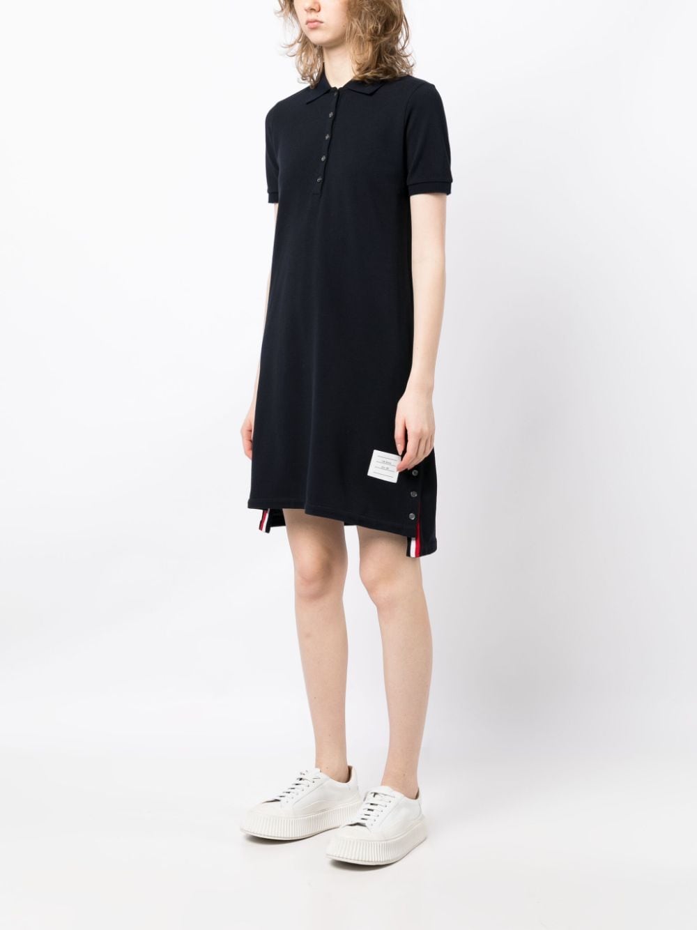 THOM BROWNE Thom Browne Piqué Polo Dress with RWB Stripe Detailing