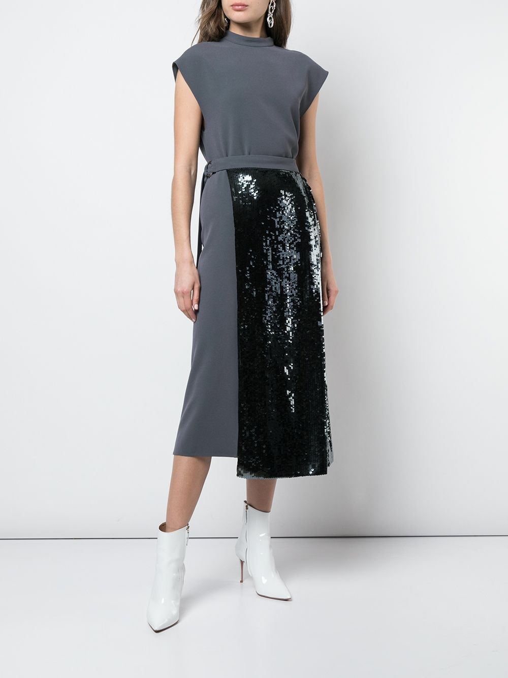 TIBI Sequinned Wrap Midi Skirt