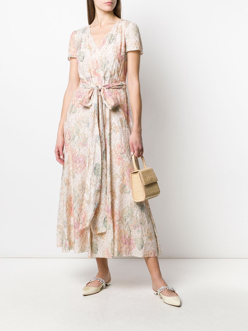 RED VALENTINO Floral Metallic Long Dress