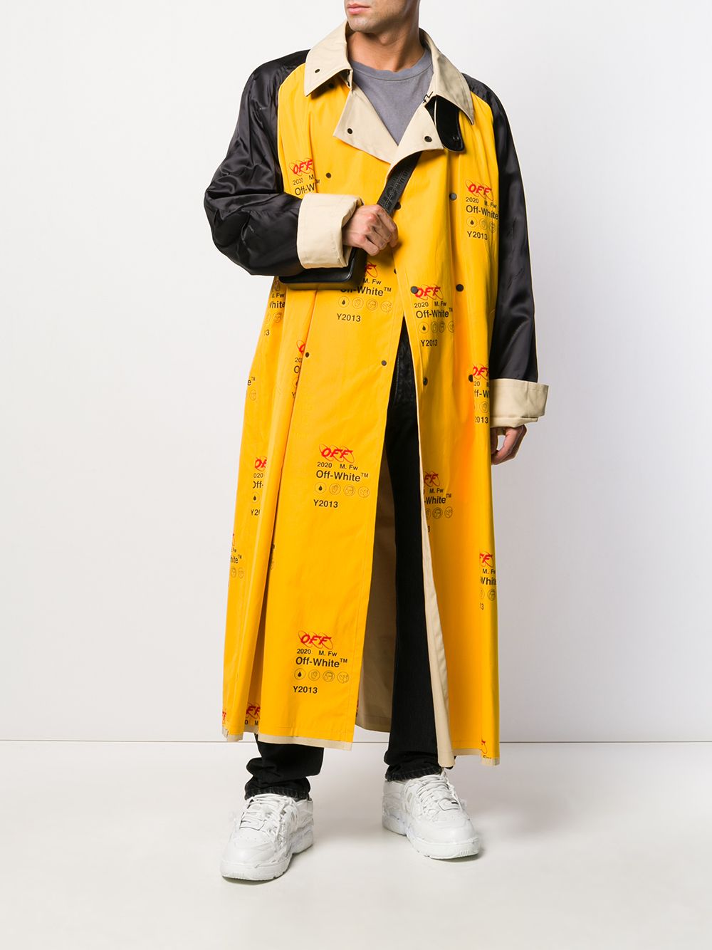 OFF-WHITE Off-White Industrial Printed Oversized Trench Coat