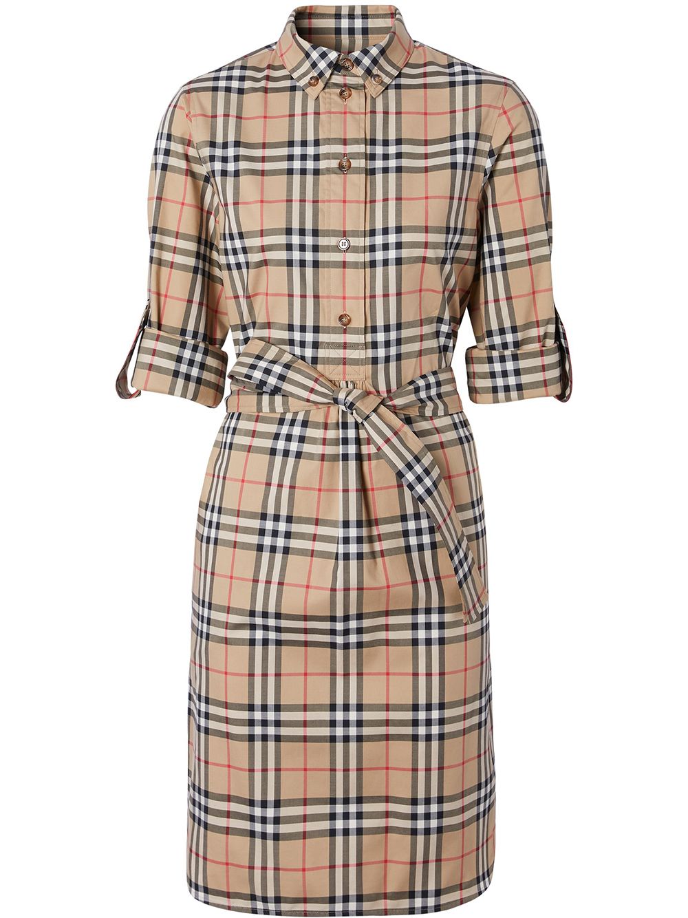 Burberry Vintage Check Tie-Waist Shirt Dress In Brown - 29