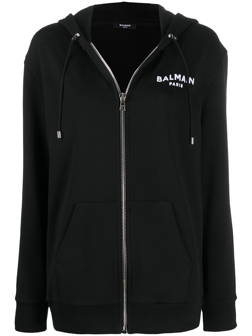 Balmain Logo Zipped Hoodie In Black 40% Off Editorialist