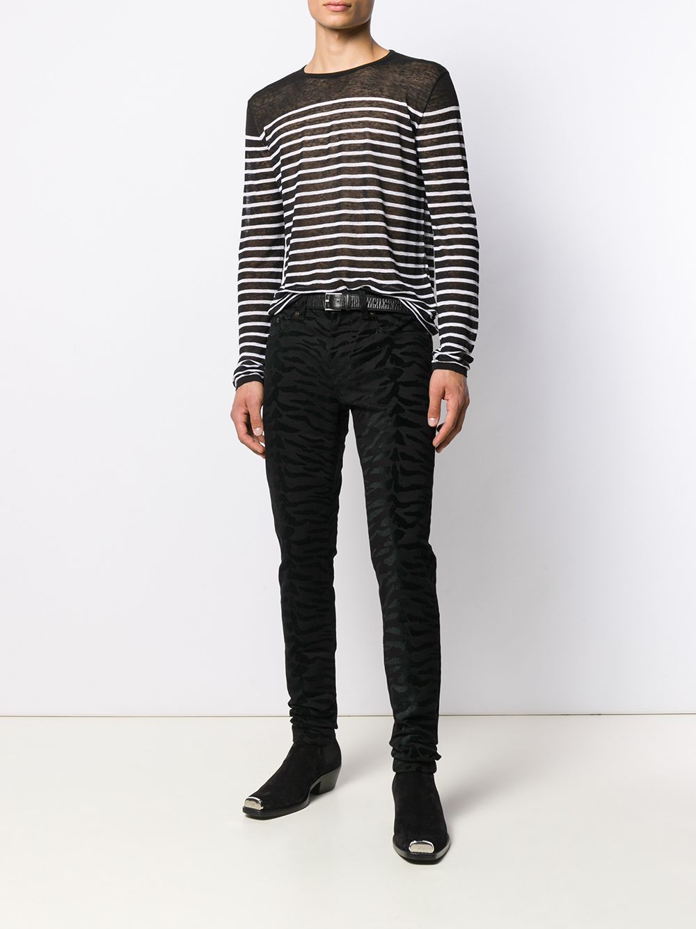SAINT LAURENT Zebra Printed Skinny Jeans
