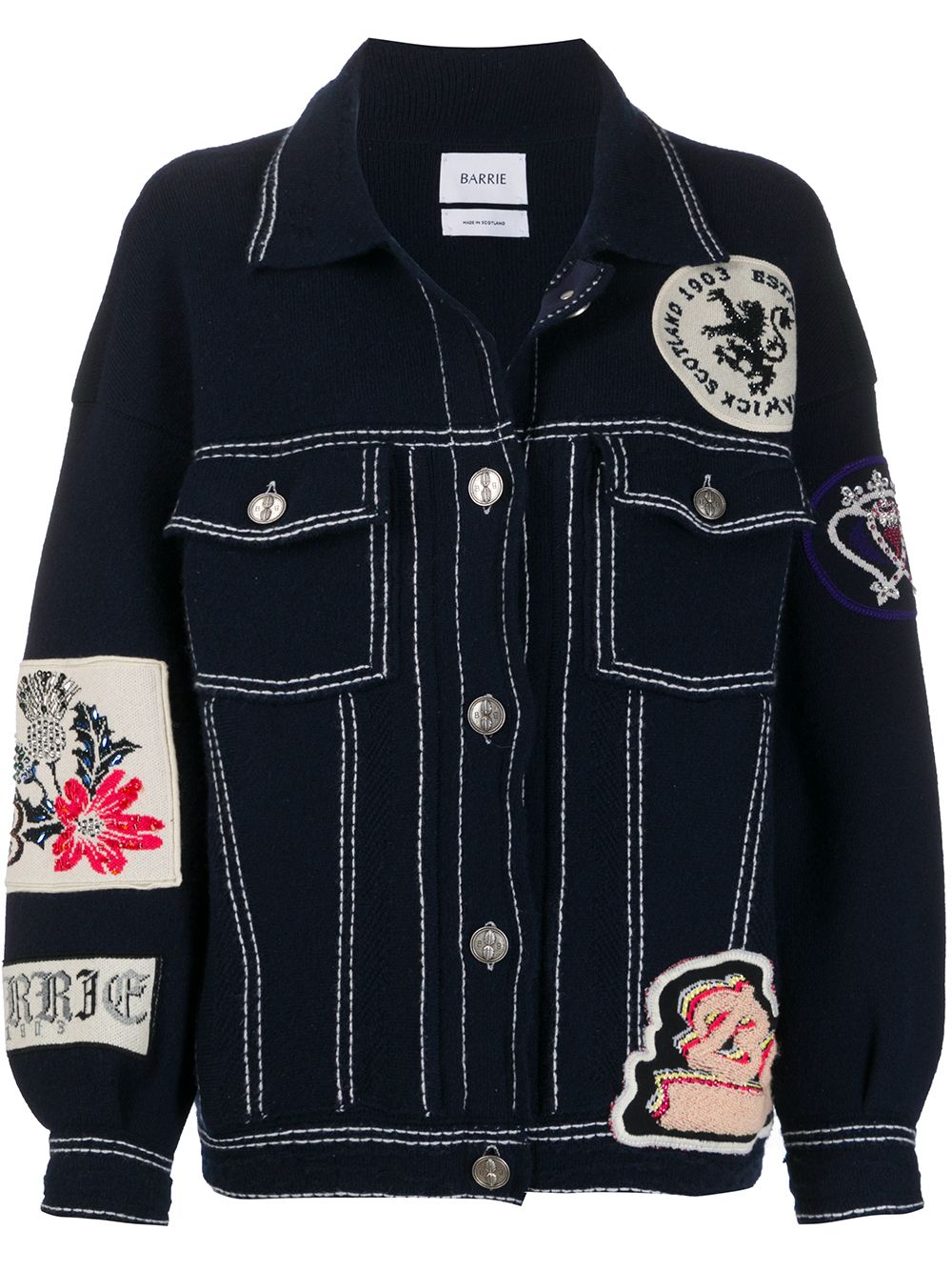 BARRIE Barrie Patched Knitted Jacket