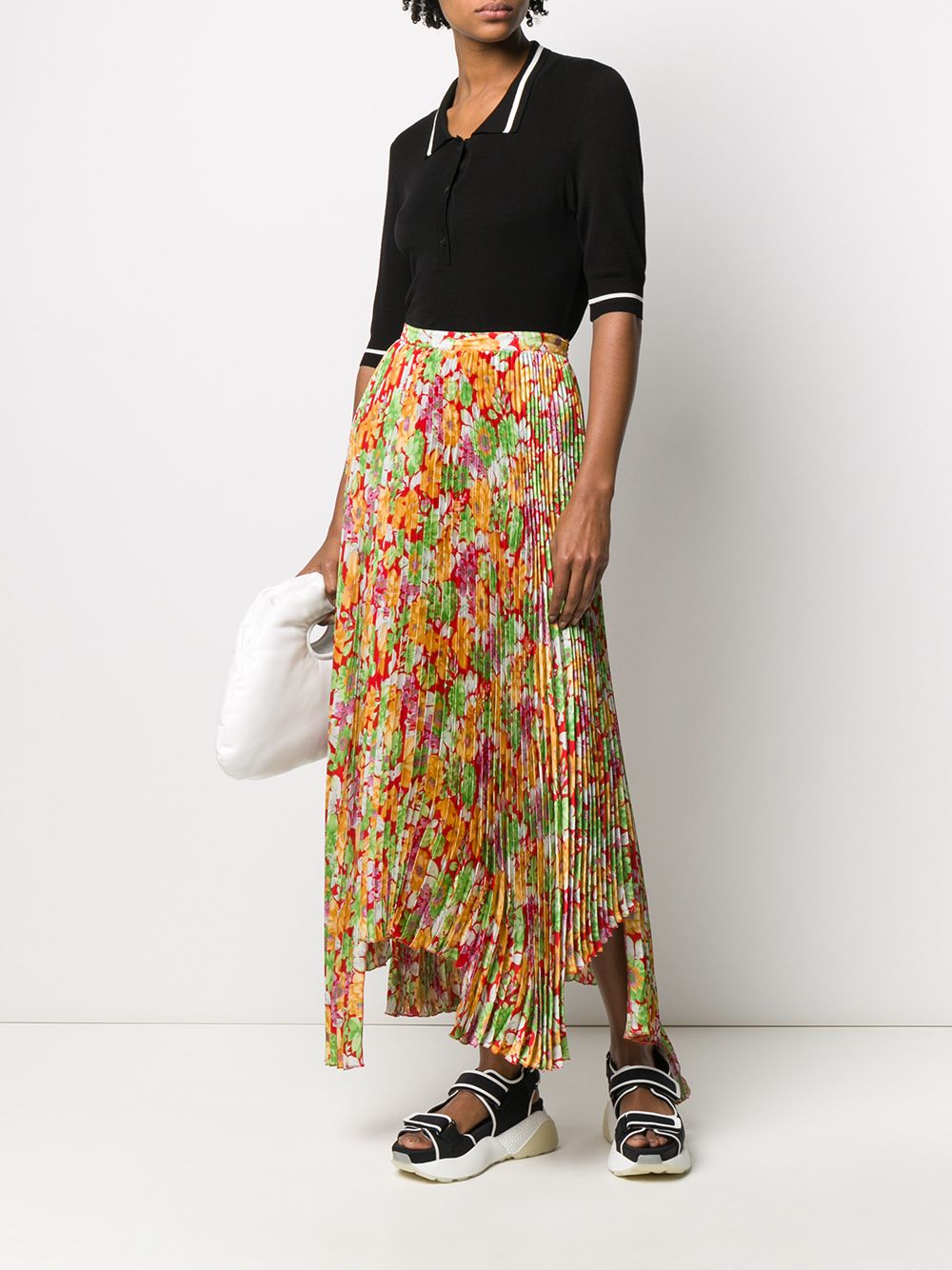 PLAN C Plan C Asymmetric Pleated Midi Skirt