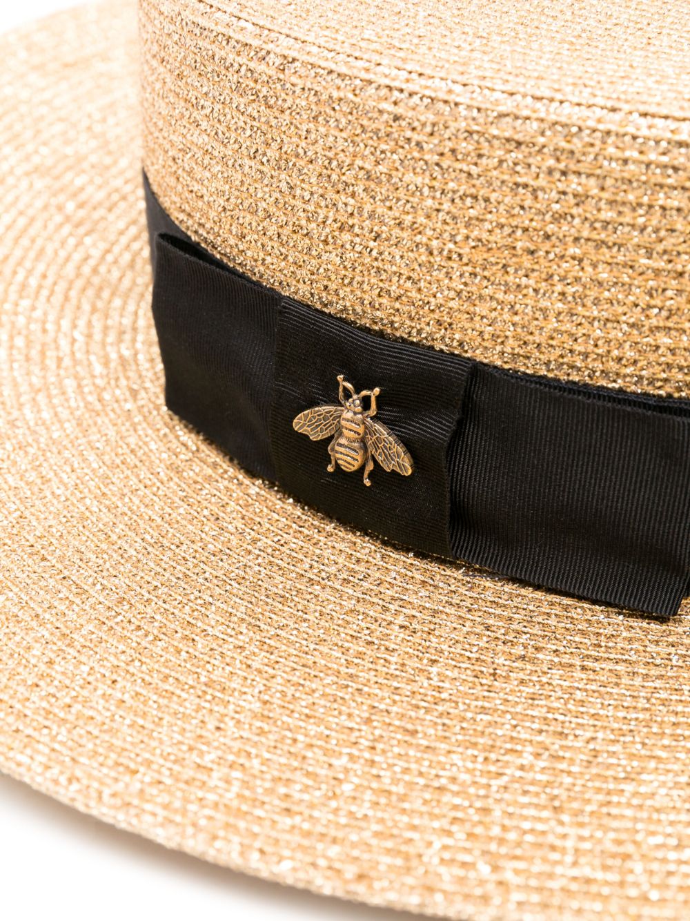 Gucci Bee Detail Lamé Hat - Gold | Editorialist display picture 3