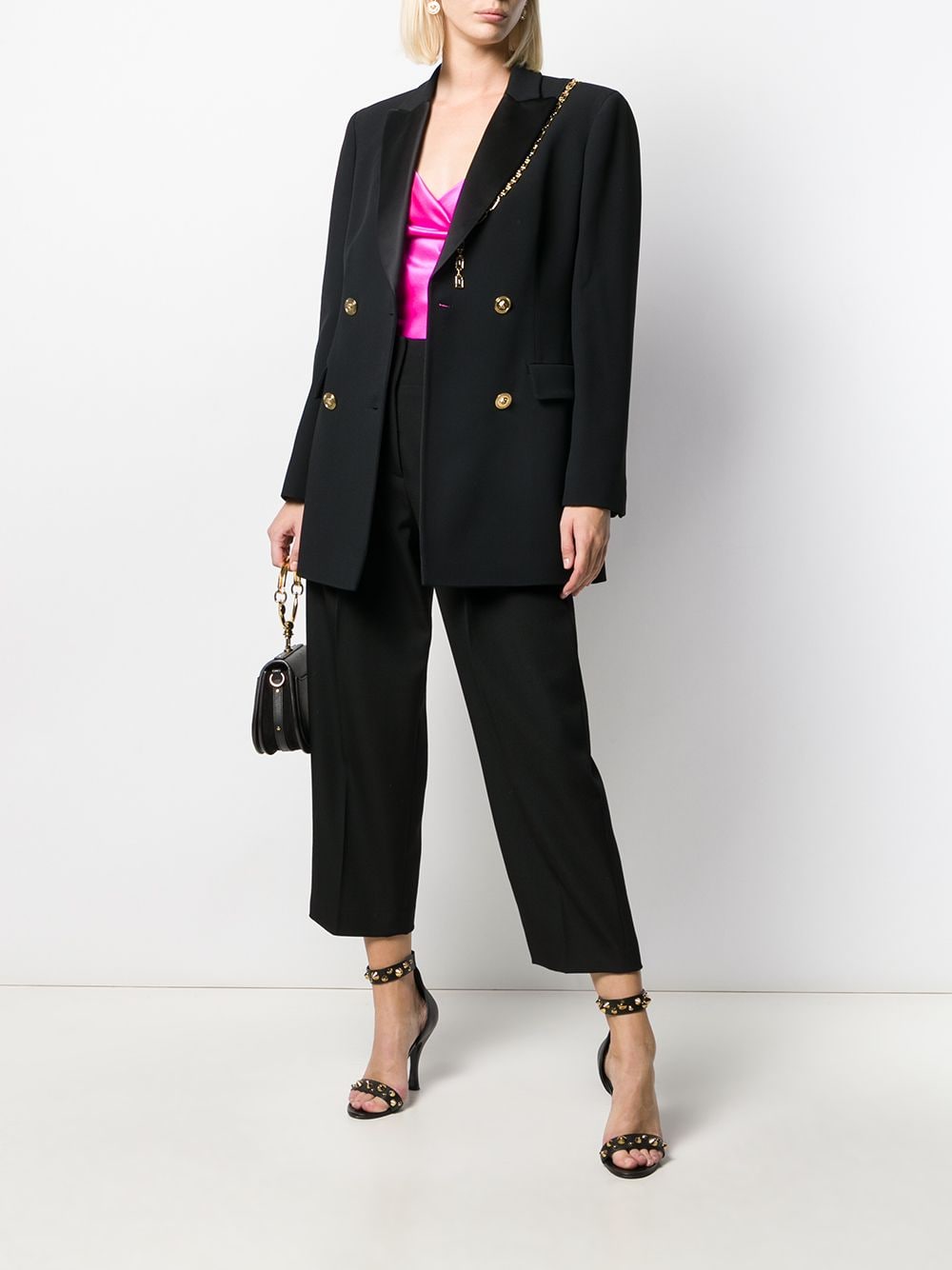 VERSACE Chain Detail Double-Breasted Blazer
