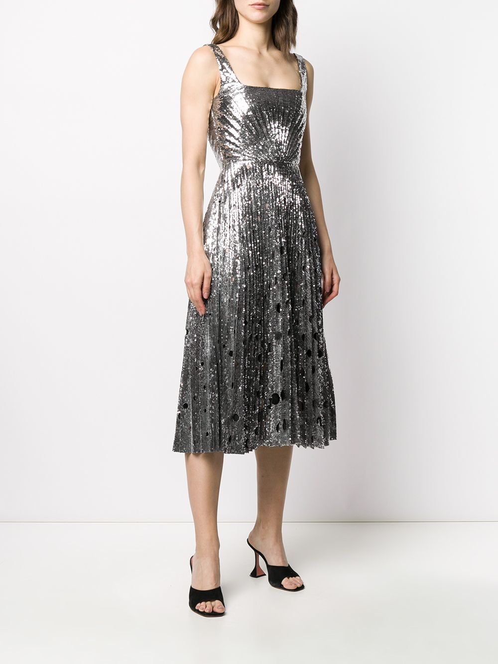 Marco De Vincenzo Sequin Midi Dress In Silver - 50% Off | Editorialist