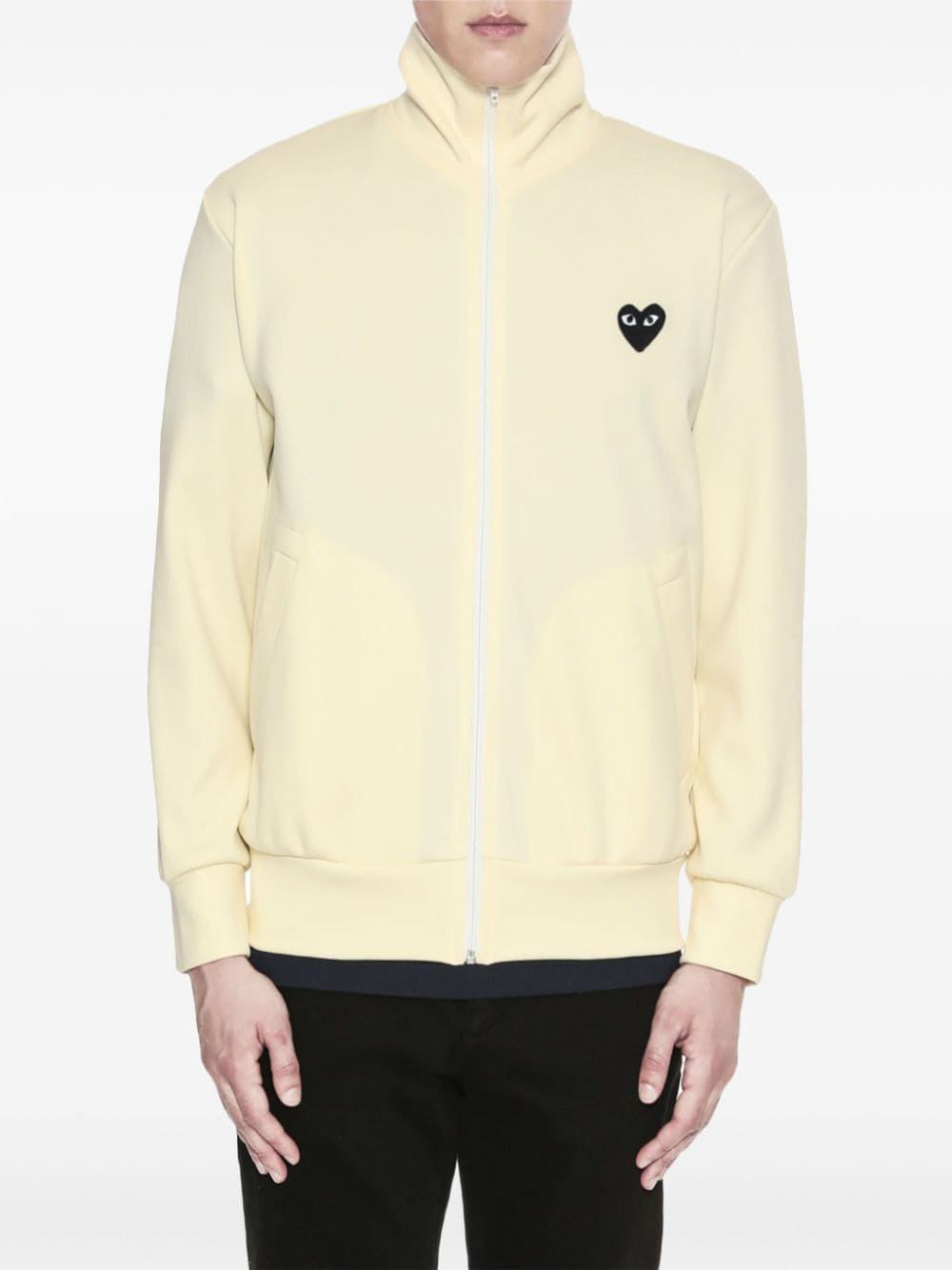 Play Comme Des Garcon Big Heart Zip-Up Sweatshirt - Neutrals Play Comme Des Garcon Big Heart Zip-Up Sweatshirt - Neutrals