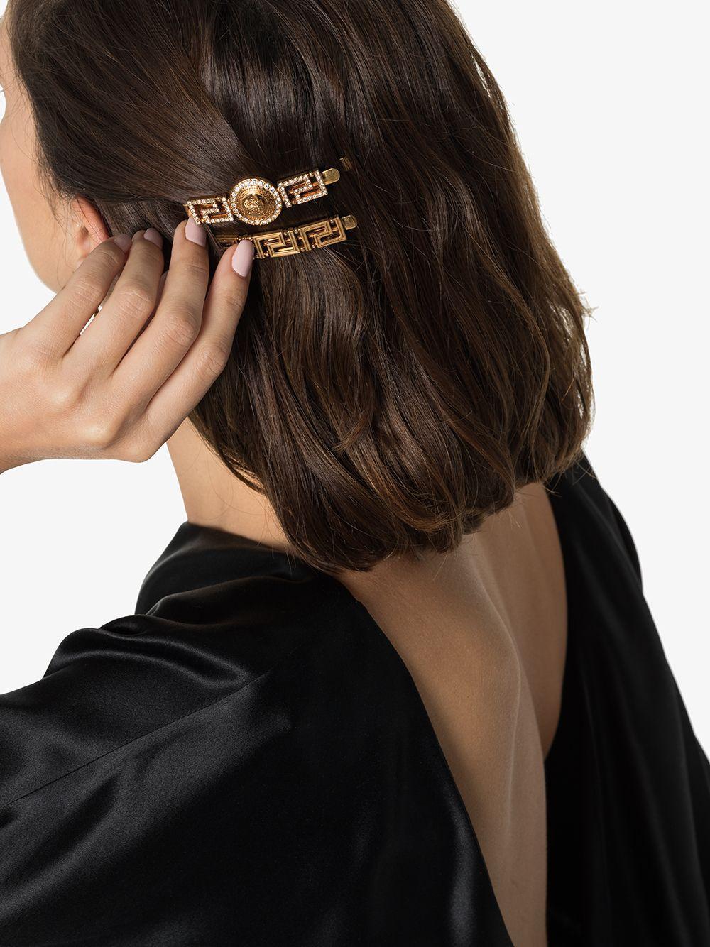 Versace Greek Key Motif Hair Clip - Gold | Editorialist display picture 1