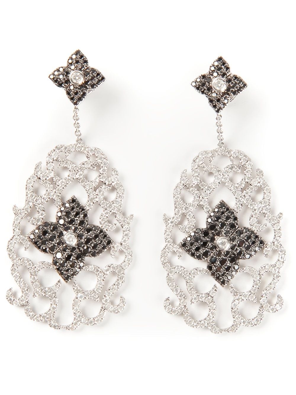 Elise Dray Diamond Floral Pavé Earrings Metallic Editorialist