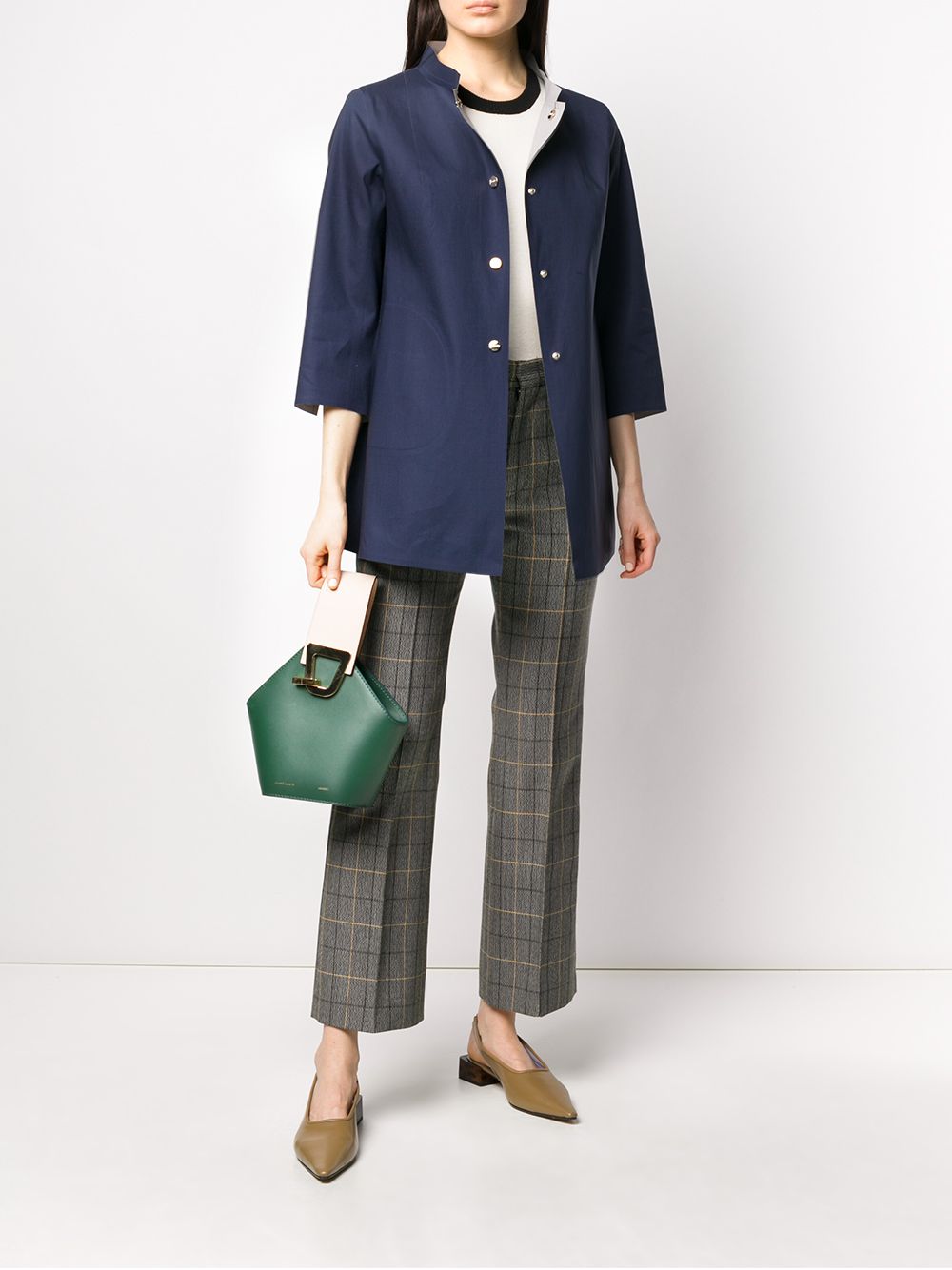 HERNO Herno Band-Collar Jacket with Three-Quarter Length Sleeves