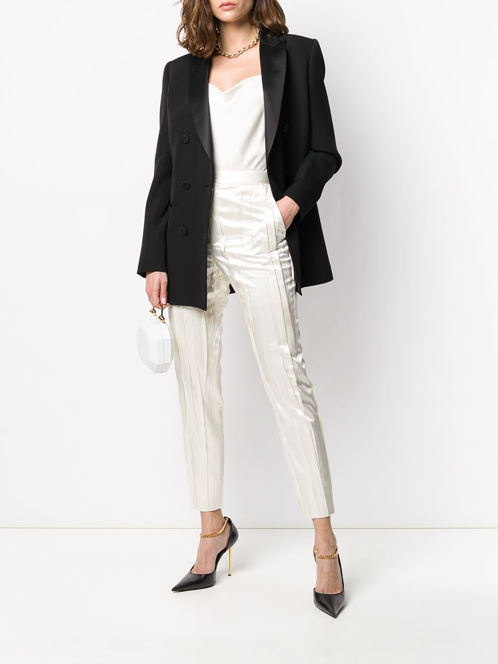 SAINT LAURENT Crinkle-Effect Tailored Trousers