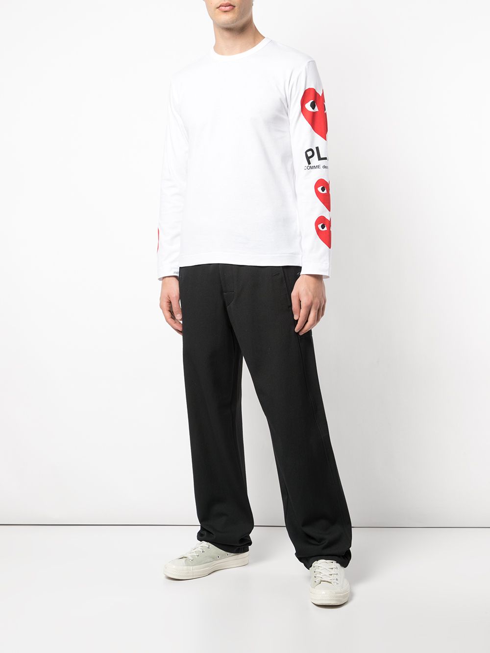 PLAY COMME DES GARCON heart printed sleeves t-shirt