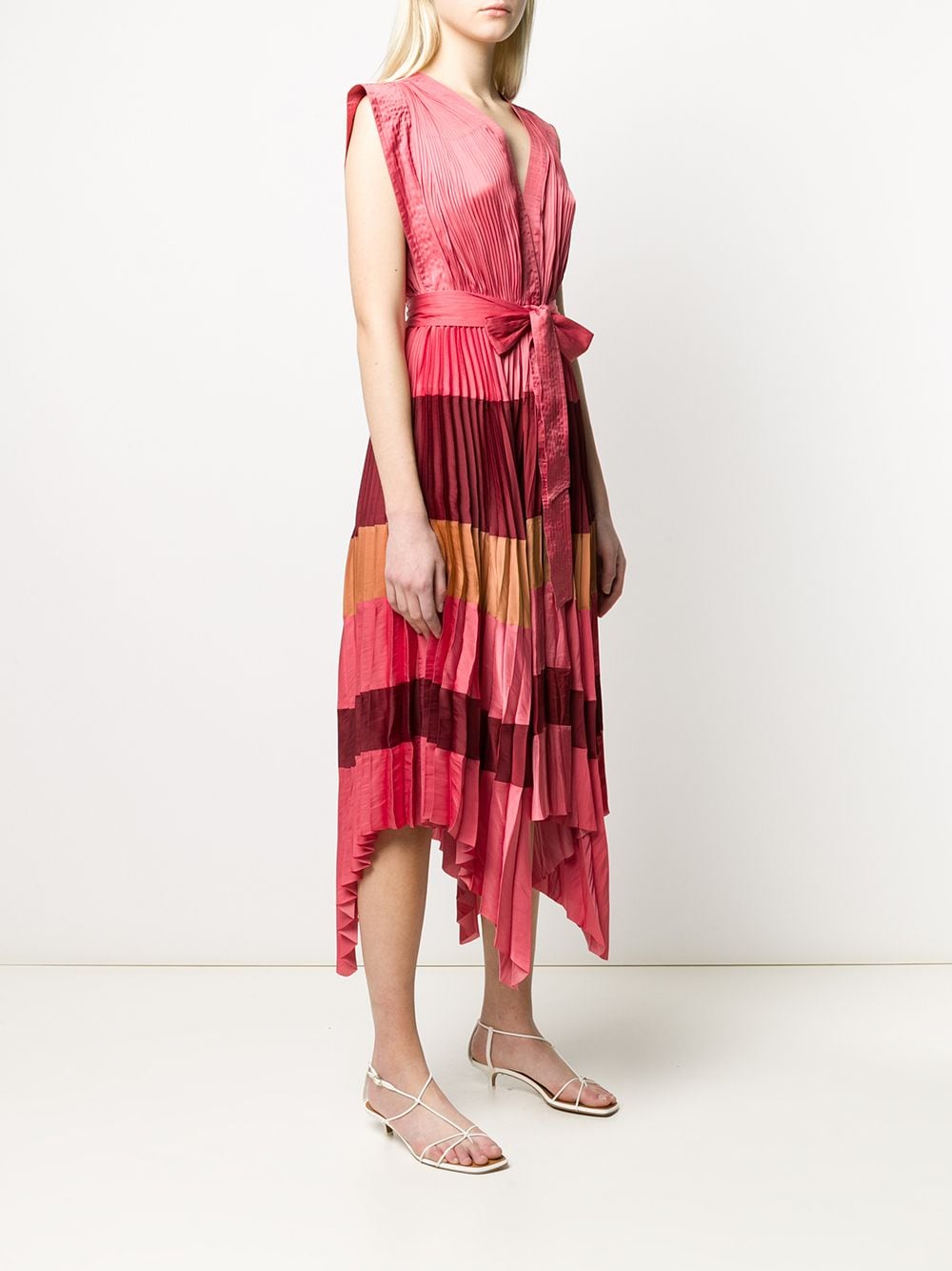 ULLA JOHNSON Striped Pleated Dress