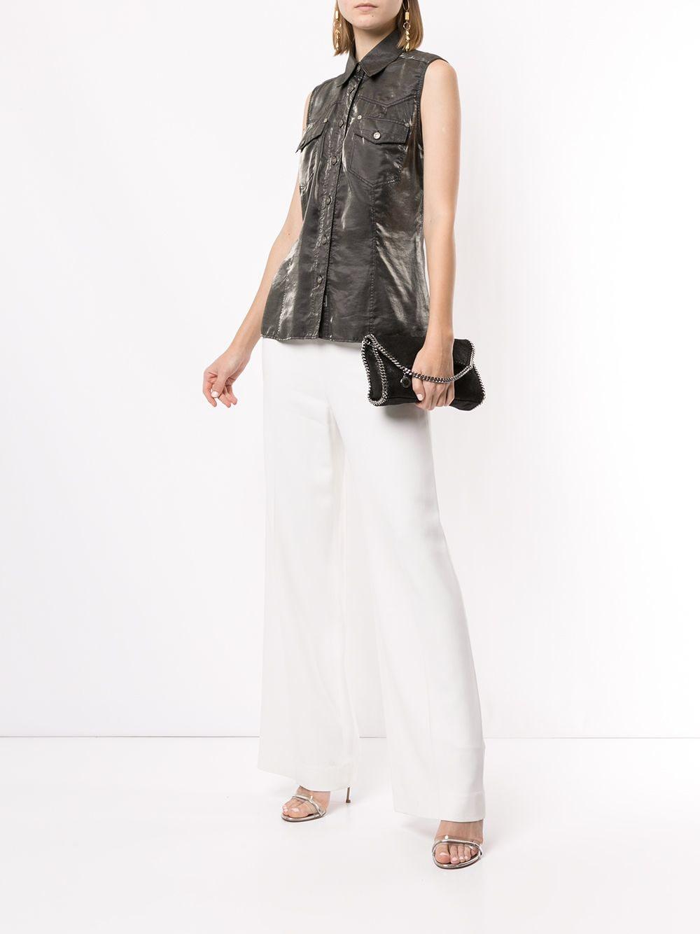 VERSACE Versace Sleeveless Metallic Medusa Button Shirt