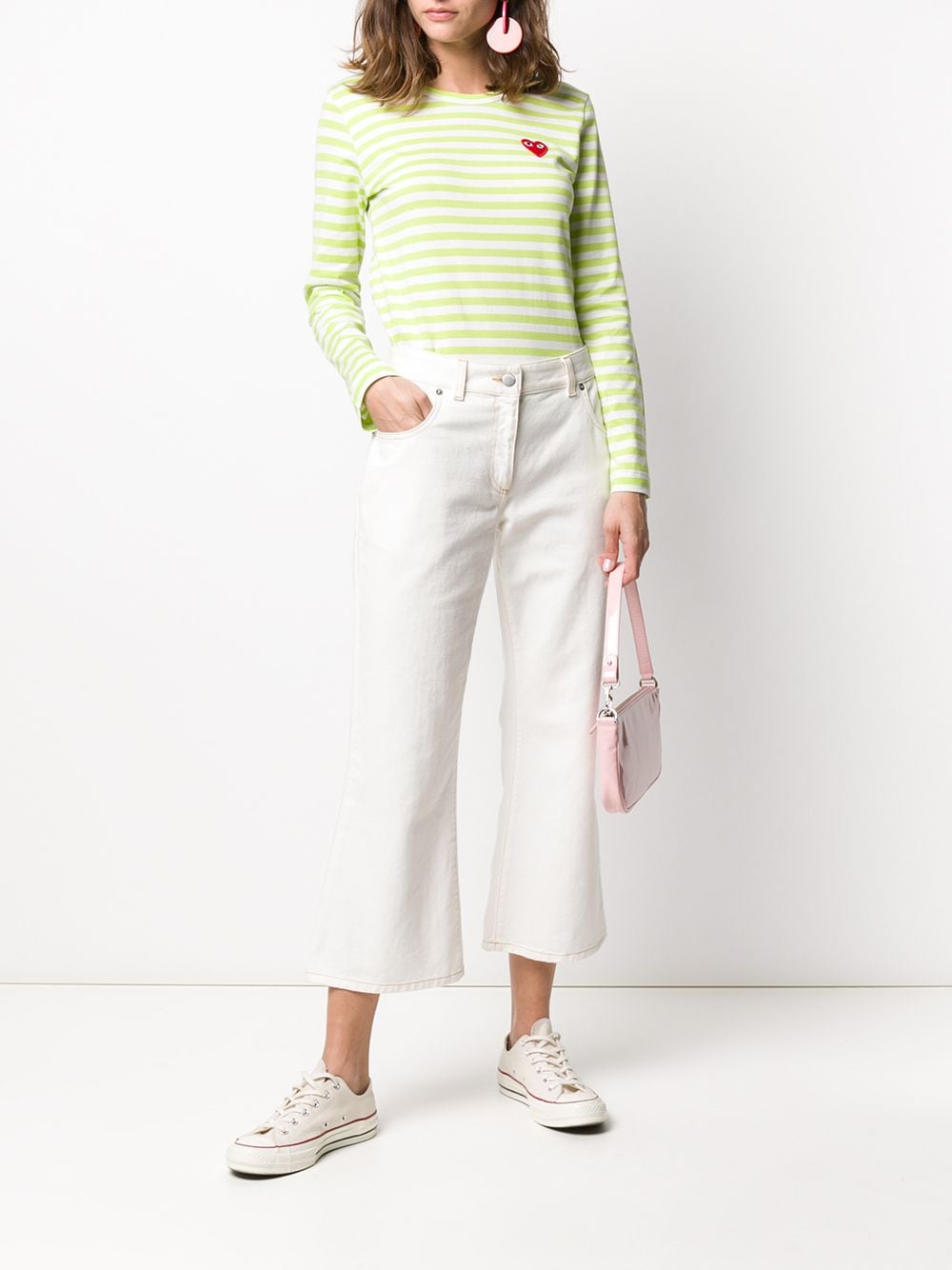 PLAY COMME DES GARCON Comme Des Garçons Play Heart Print Striped T-Shirt