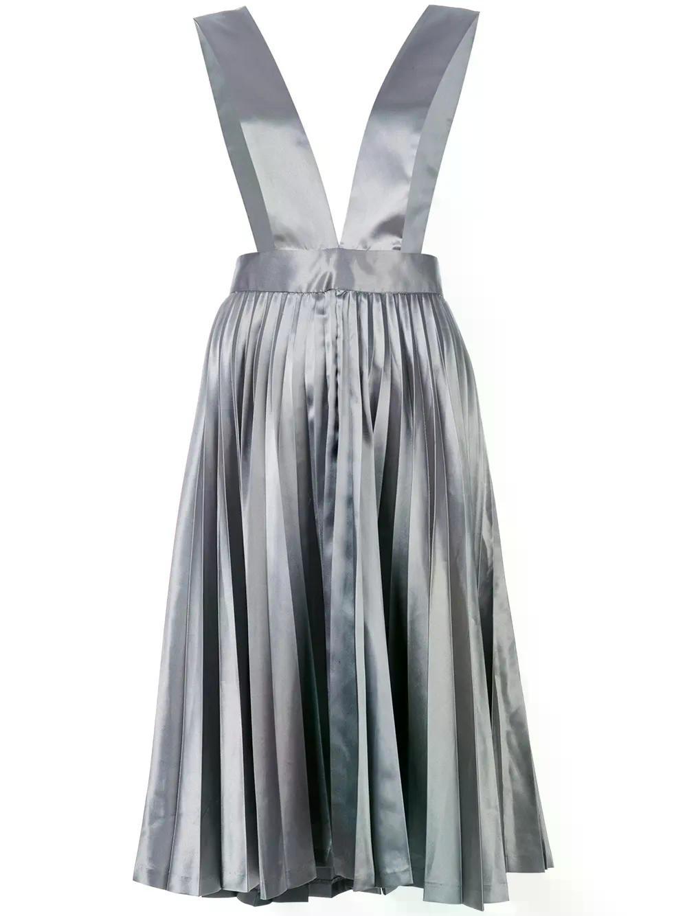 COMME DES GARÇONS Pleated Metallic Knee Length Skirt