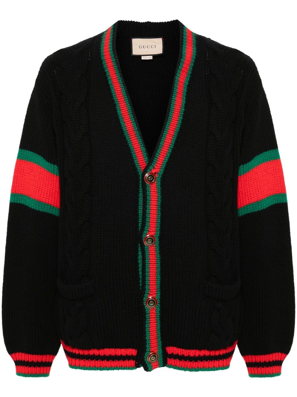 Gucci Oversize Cable Knit Cardigan - Black | Editorialist