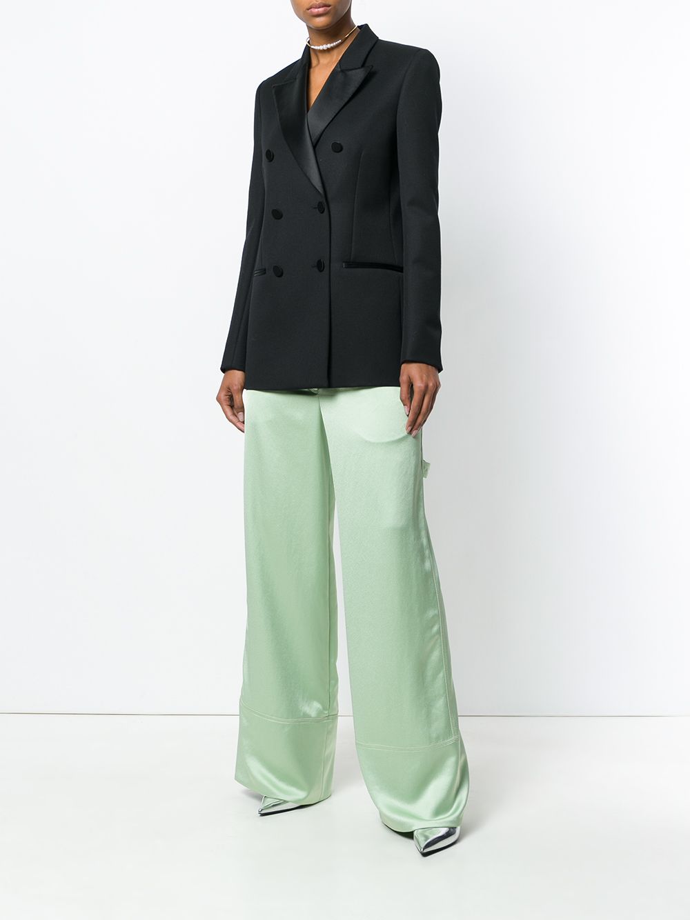 OFF-WHITE Satin Wide-Leg Trousers