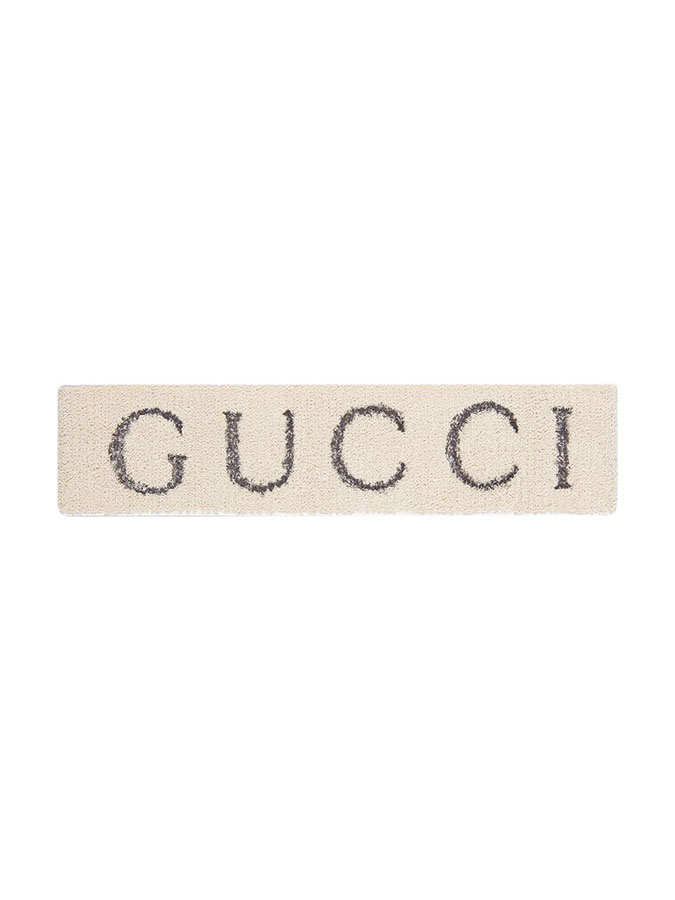 Gucci Beige Logo Knit Headband Gucci Cream Knit Logo Print Wide Headband Gucci | TLC main image 3