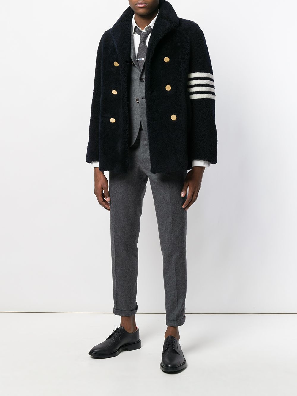 THOM BROWNE Thom Browne Classic Shearling Pea Coat