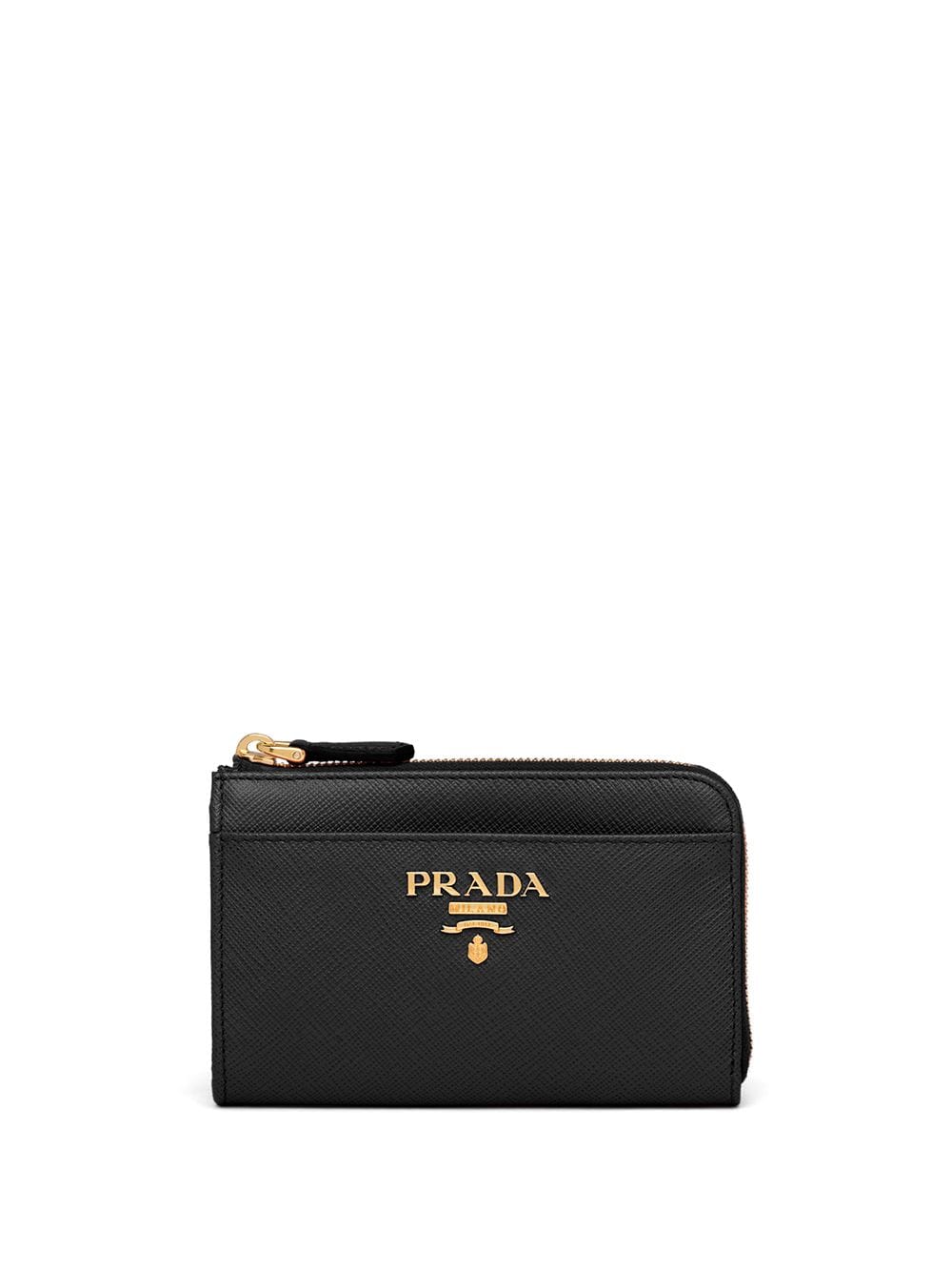 Prada Saffiano Leather Keychain Wallet - Black | Editorialist
