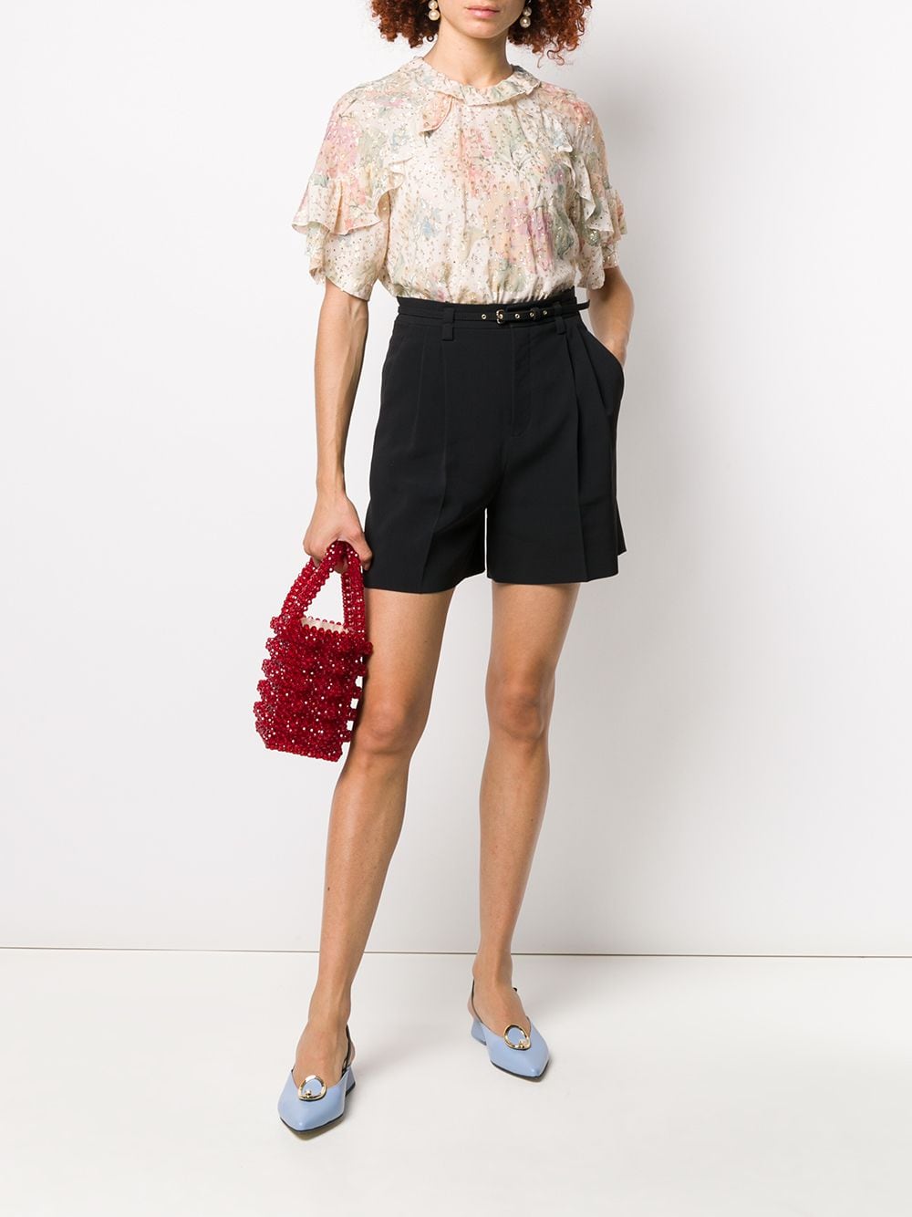 RED VALENTINO Metallic Embroidered Floral Blouse