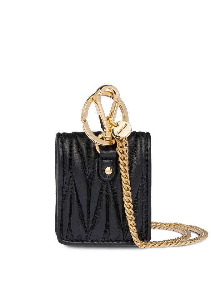 Miu Miu Matelassé Lanyard Airpods Case - Black | Editorialist