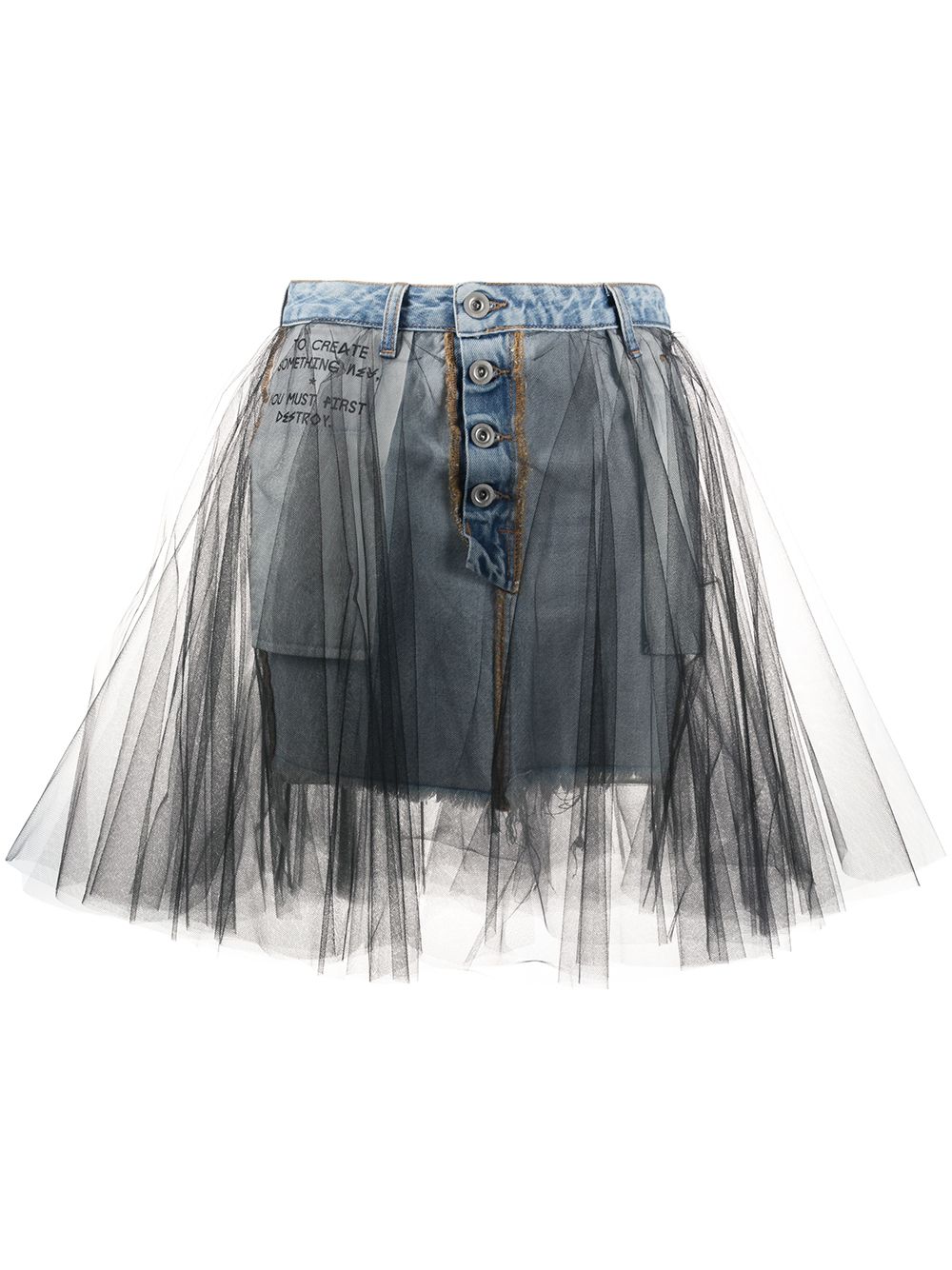 Ben Taverniti Unravel Project Tulle Denim Skirt In Blue - 56% Off