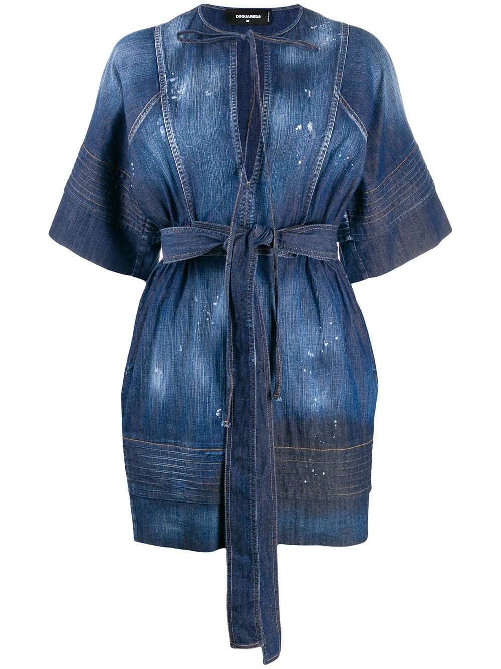 DSQUARED2 DSQUARED2 Denim Dress with V-Neck and Belted Waist
