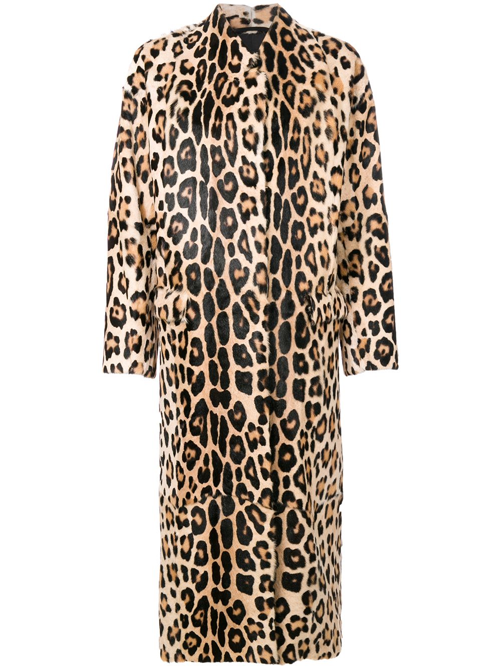 LISKA Leopard Print Goat Fur Coat
