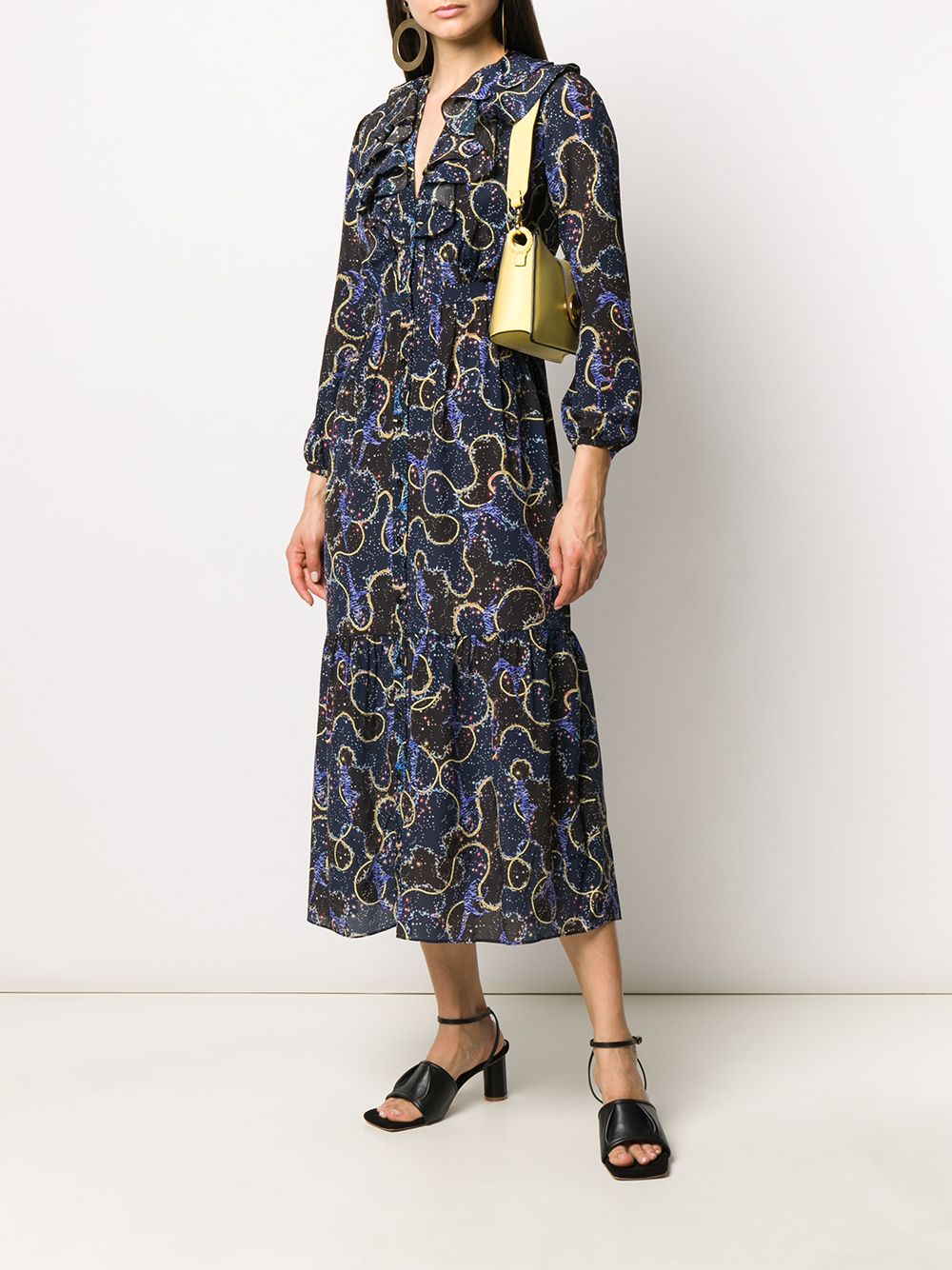 SALONI Mixed Print Flared Dress