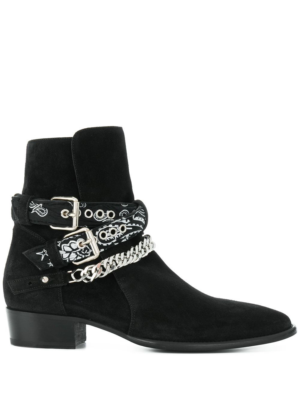 Amiri Jodhpur Bandana Buckle Ankle Boots in Black Suede Size 44 AMIRI Chain Embellished Suede Jodhpur Boots Bandana Buckle  main image 4
