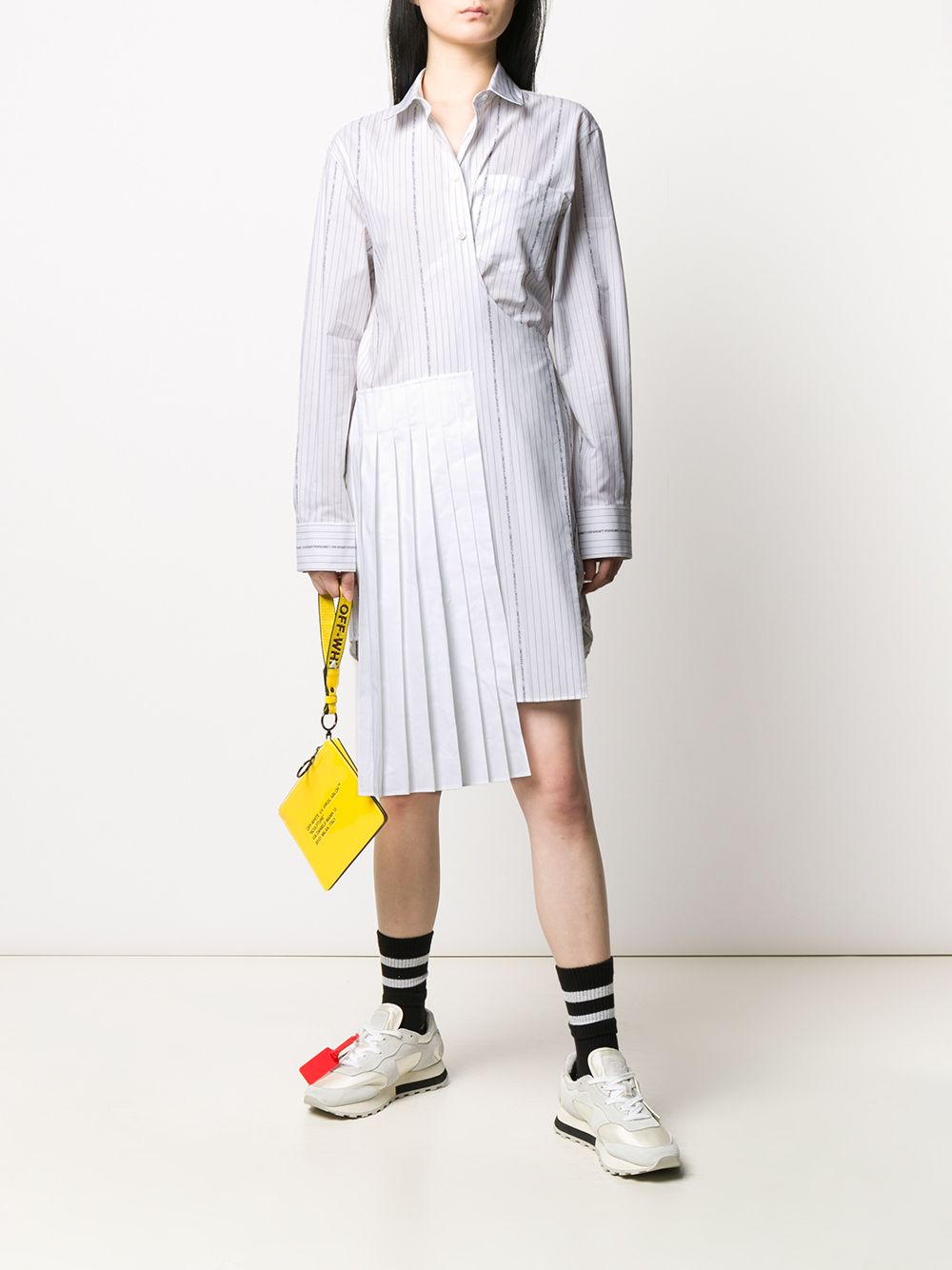 OFF-WHITE Off-White Wrap-front Striped Shirt Dress