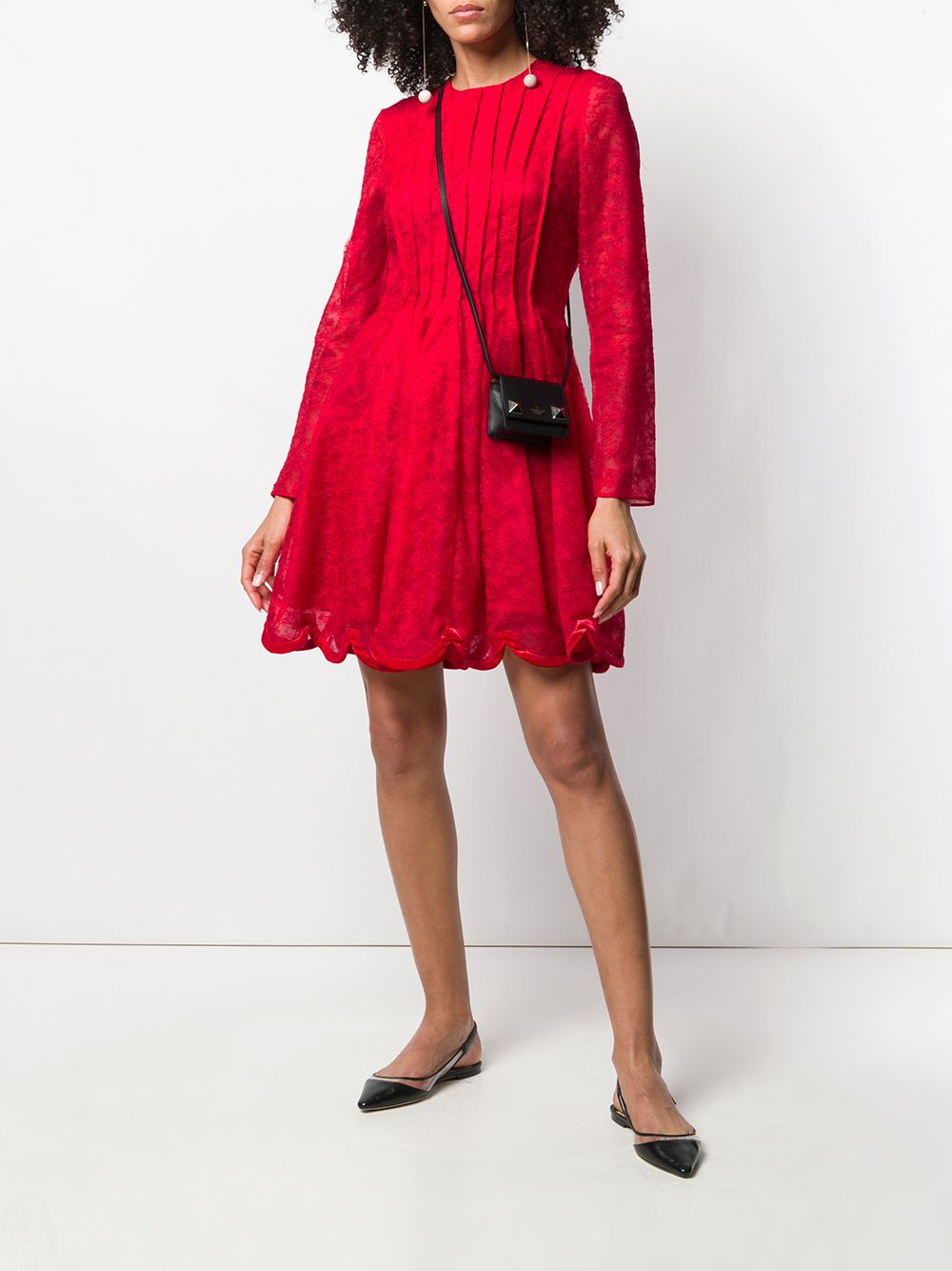 VALENTINO Floral Lace Skater Dress