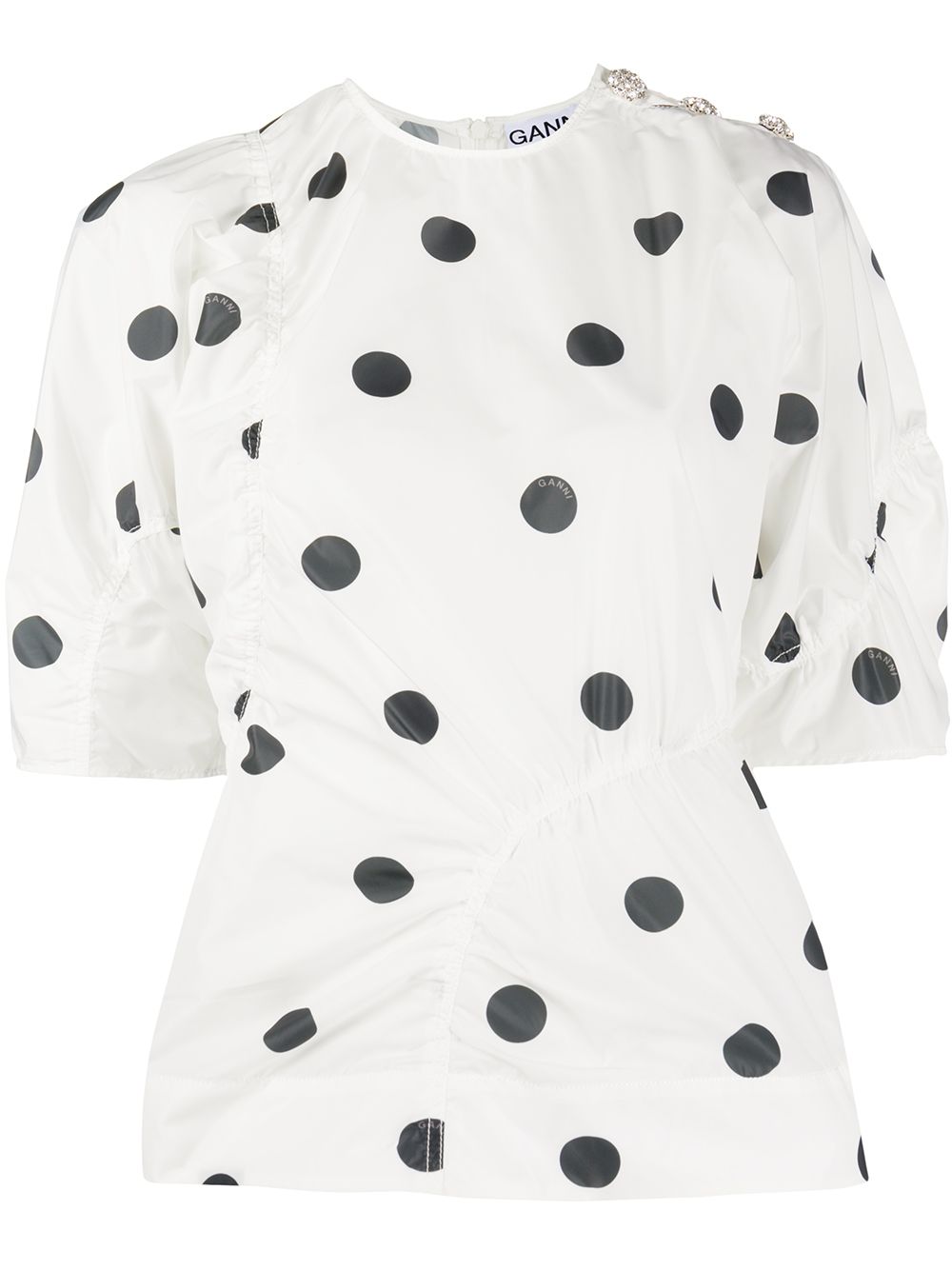 GANNI GANNI Polka Dot Gathered Blouse